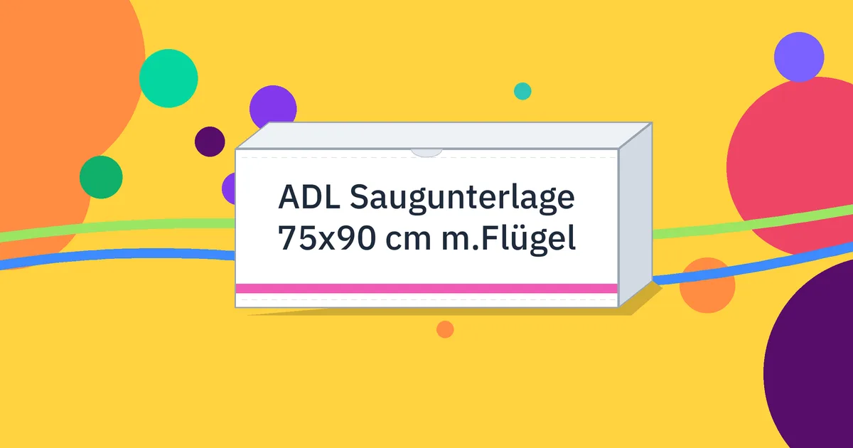Symbolbild: Packung mit der Aufschrift ADL Saugunterlage 75x90 cm m.Flügel (PZN 08668660) – Verfügbarkeit und Bezug in Apotheken in Frankfurt am Main