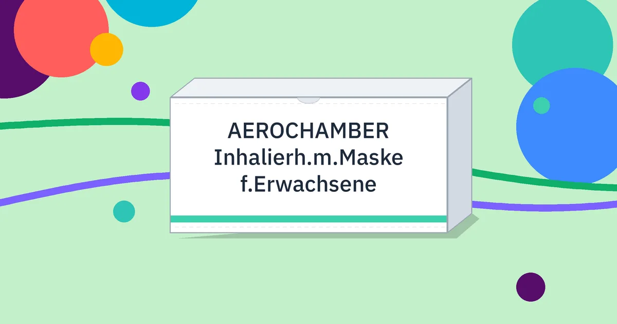 Symbolbild: Packung mit der Aufschrift AEROCHAMBER Inhalierh.m.Maske f.Erwachsene (PZN 06572677) – Verfügbarkeit und Bezug in Apotheken in Frankfurt am Main