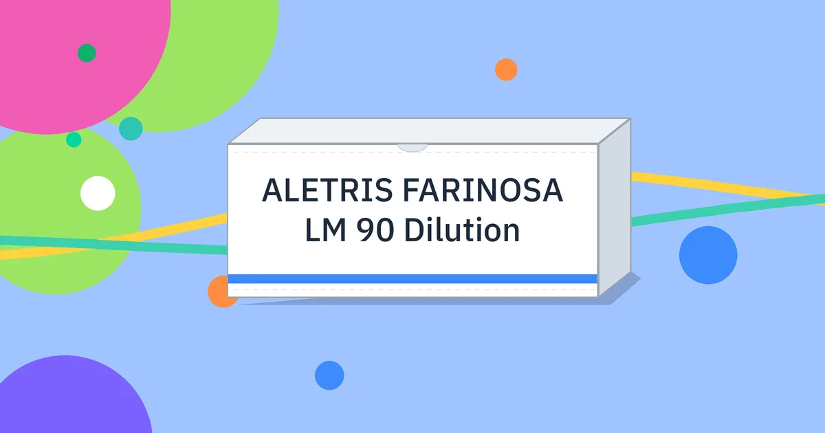 Symbolbild: Packung mit der Aufschrift ALETRIS FARINOSA LM 90 Dilution (PZN 13309940) – Verfügbarkeit und Bezug in Apotheken in Frankfurt am Main