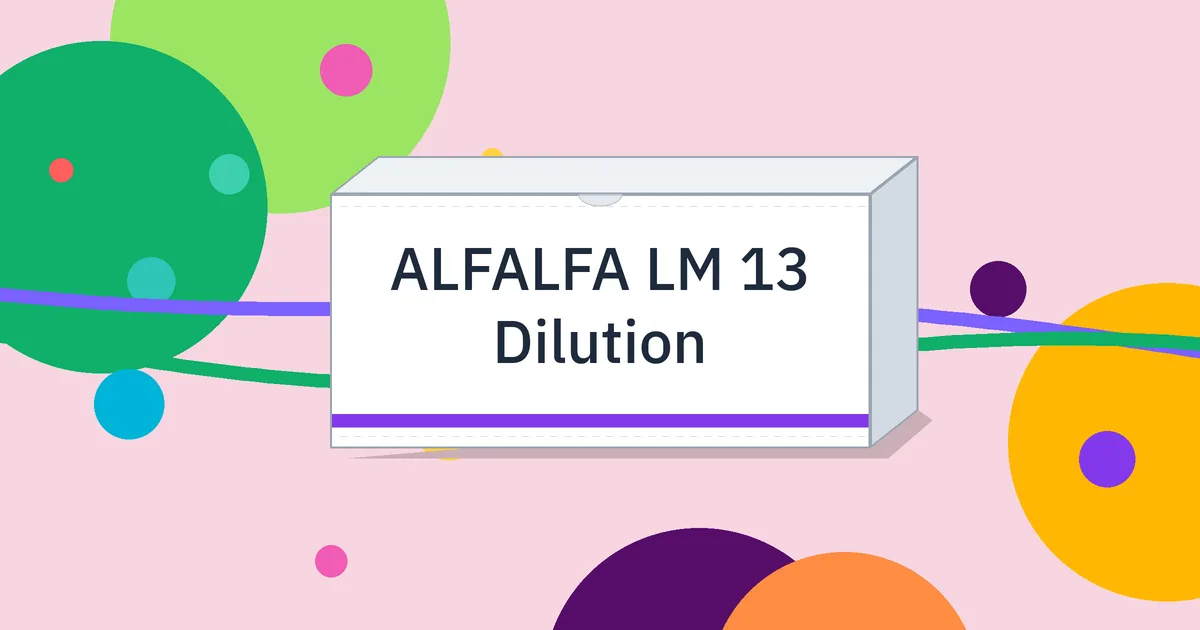 Symbolbild: Packung mit der Aufschrift ALFALFA LM 13 Dilution (PZN 13310179) – Verfügbarkeit und Bezug in Apotheken in Frankfurt am Main