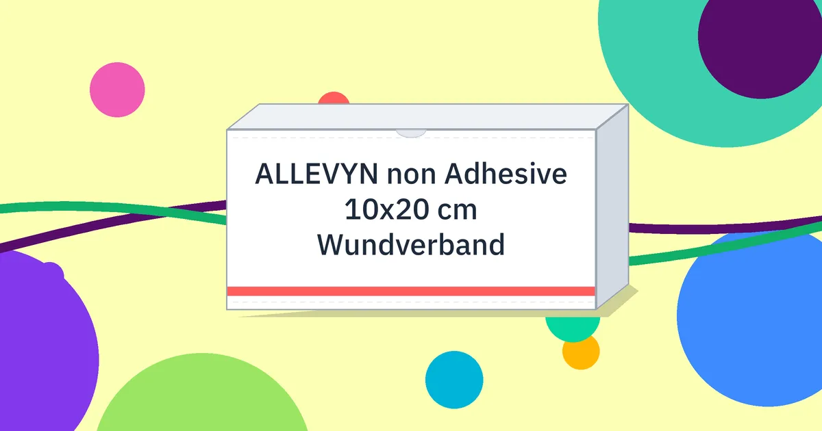 Symbolbild: Packung mit der Aufschrift ALLEVYN non Adhesive 10x20 cm Wundverband (PZN 18051535) – Verfügbarkeit und Bezug in Apotheken in Frankfurt am Main