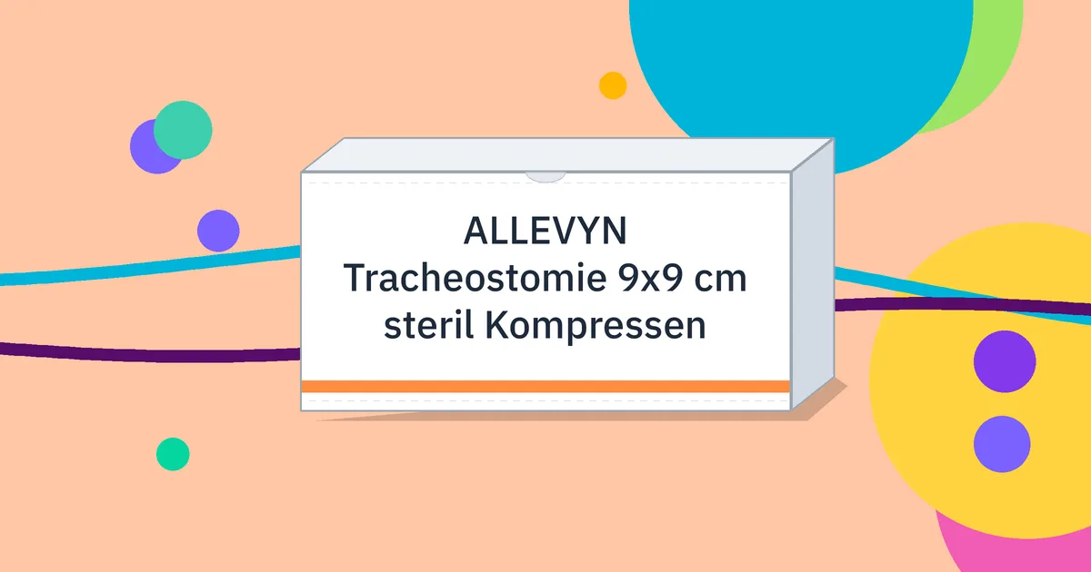Symbolbild: Packung mit der Aufschrift ALLEVYN Tracheostomie 9x9 cm steril Kompressen (PZN 16327134) – Verfügbarkeit und Bezug in Apotheken in Frankfurt am Main