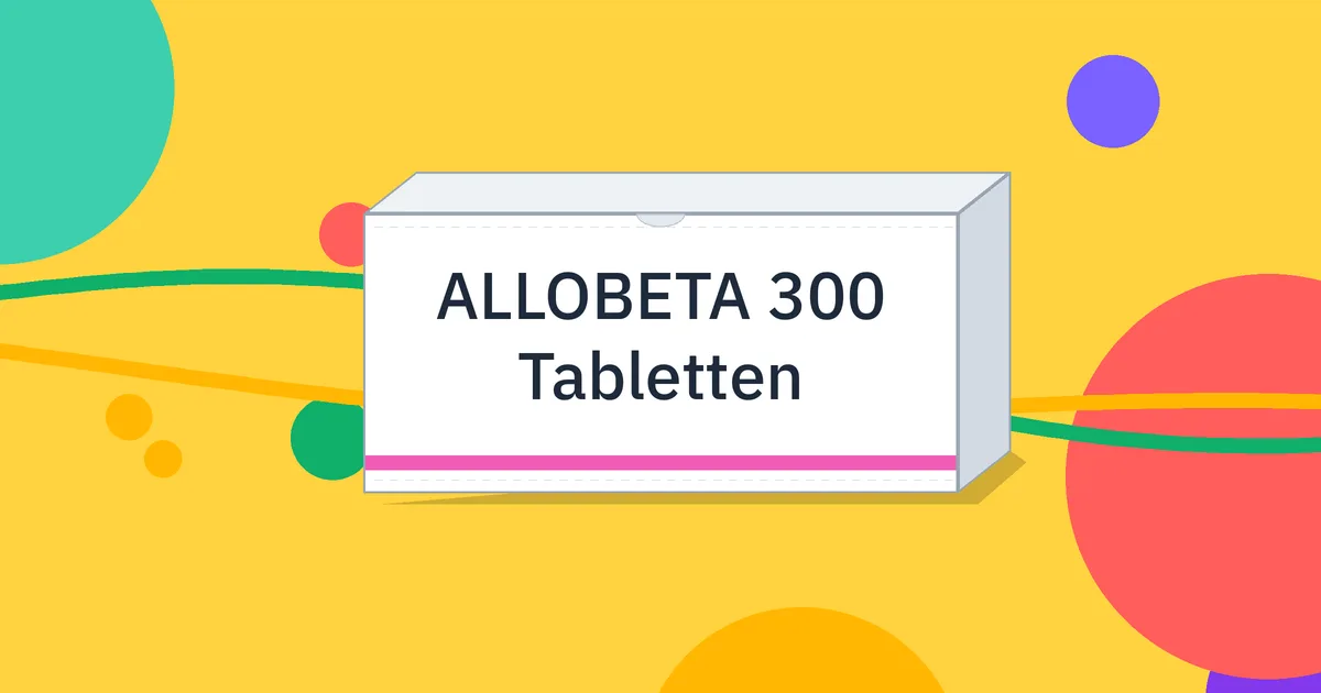 Symbolbild: Packung mit der Aufschrift ALLOBETA 300 Tabletten (PZN 03943736) – Verfügbarkeit und Bezug in Apotheken in Frankfurt am Main