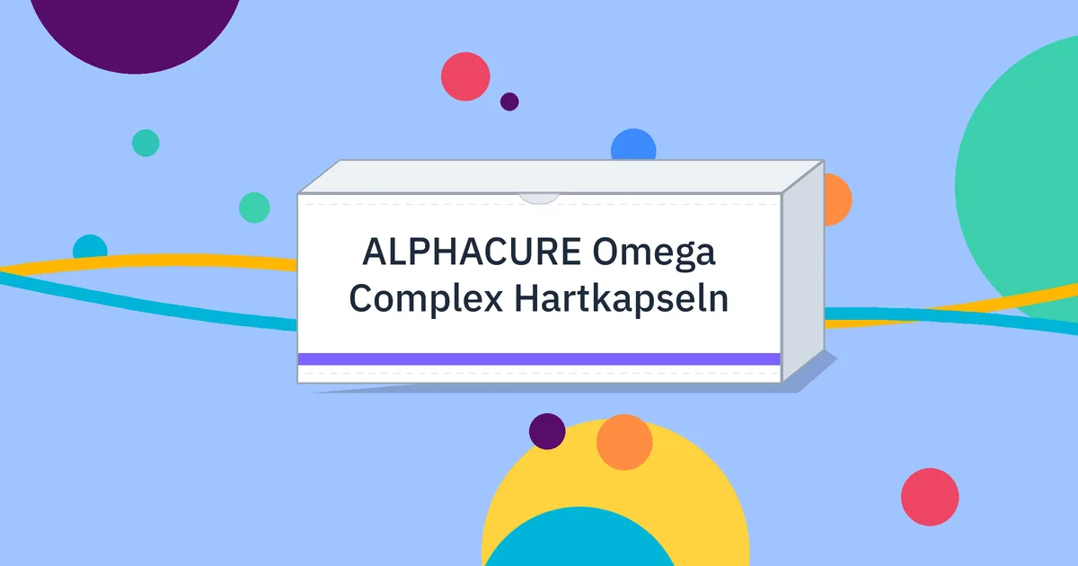 Symbolbild: Packung mit der Aufschrift ALPHACURE Omega Complex Hartkapseln (PZN 20359364) – Verfügbarkeit und Bezug in Apotheken in Frankfurt am Main