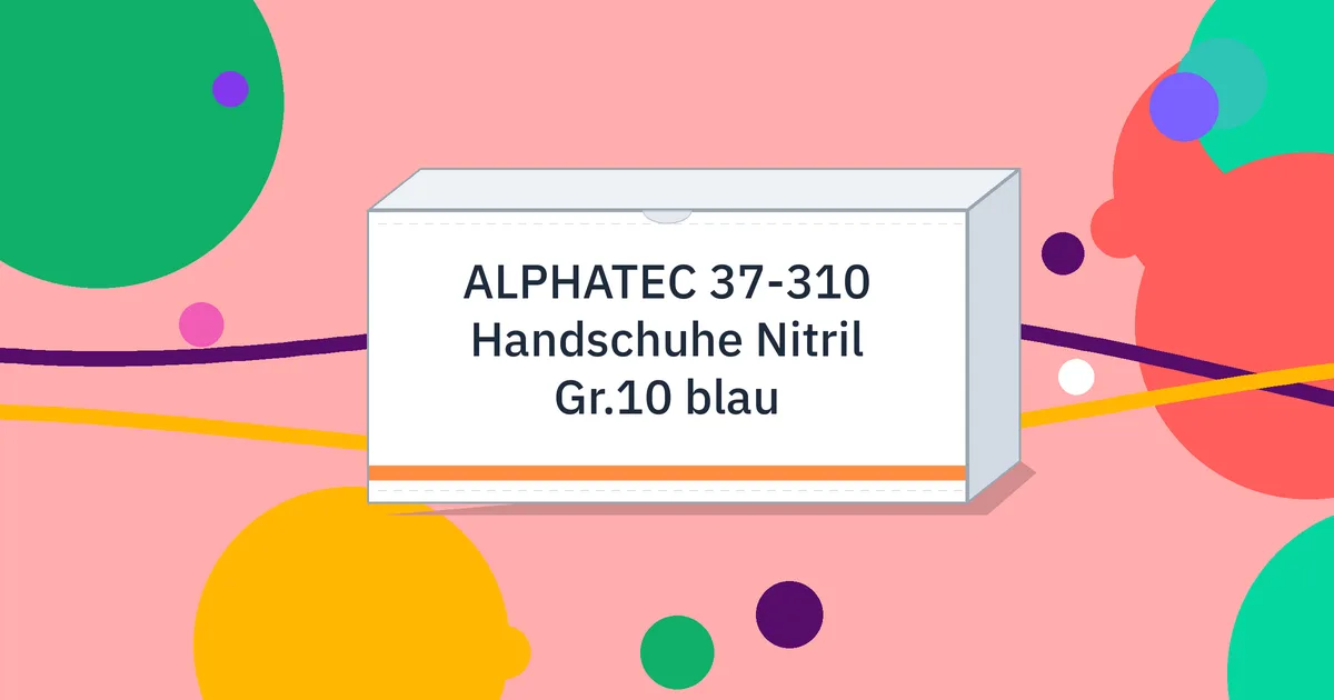 Symbolbild: Packung mit der Aufschrift ALPHATEC 37-310 Handschuhe Nitril Gr.10 blau (PZN 18702837) – Verfügbarkeit und Bezug in Apotheken in Frankfurt am Main