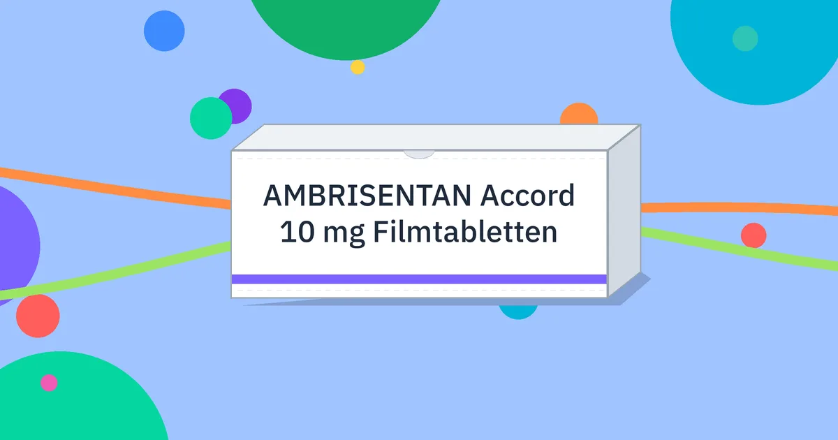Symbolbild: Packung mit der Aufschrift AMBRISENTAN Accord 10 mg Filmtabletten (PZN 15882968) – Verfügbarkeit und Bezug in Apotheken in Frankfurt am Main