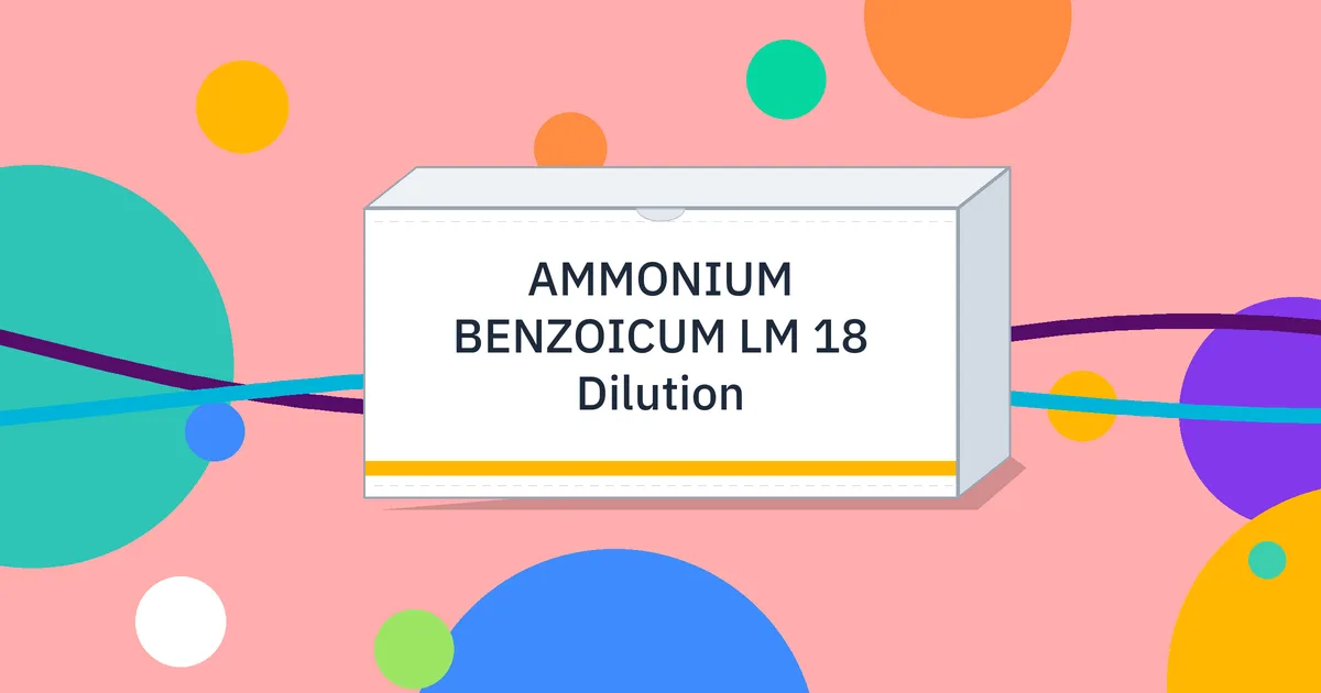 Symbolbild: Packung mit der Aufschrift AMMONIUM BENZOICUM LM 18 Dilution (PZN 13320002) – Verfügbarkeit und Bezug in Apotheken in Frankfurt am Main