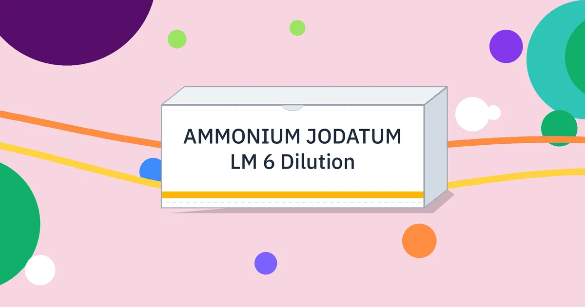 Symbolbild: Packung mit der Aufschrift AMMONIUM JODATUM LM 6 Dilution (PZN 13321266) – Verfügbarkeit und Bezug in Apotheken in Frankfurt am Main