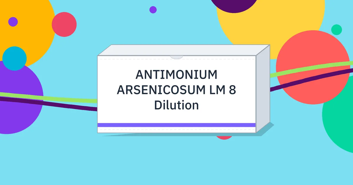Symbolbild: Packung mit der Aufschrift ANTIMONIUM ARSENICOSUM LM 8 Dilution (PZN 13372105) – Verfügbarkeit und Bezug in Apotheken in Frankfurt am Main