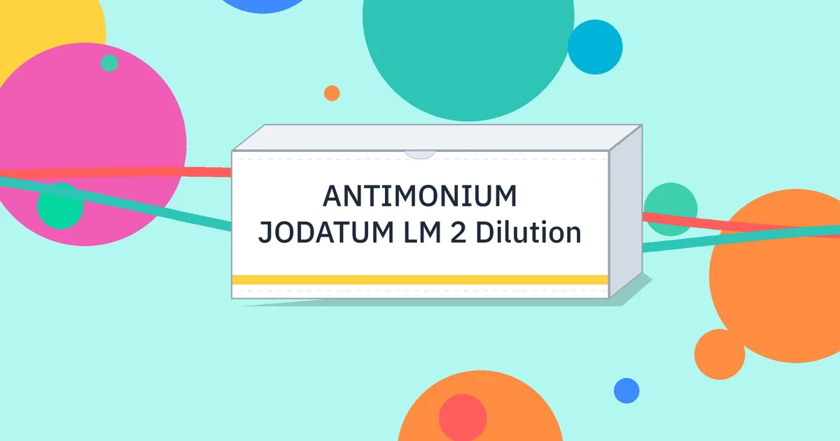 Symbolbild: Packung mit der Aufschrift ANTIMONIUM JODATUM LM 2 Dilution (PZN 12764091) – Verfügbarkeit und Bezug in Apotheken in Frankfurt am Main