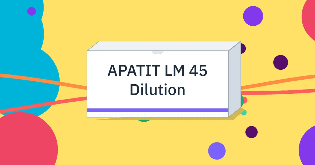 Symbolbild: Packung mit der Aufschrift APATIT LM 45 Dilution (PZN 13377812) – Verfügbarkeit und Bezug in Apotheken in Frankfurt am Main