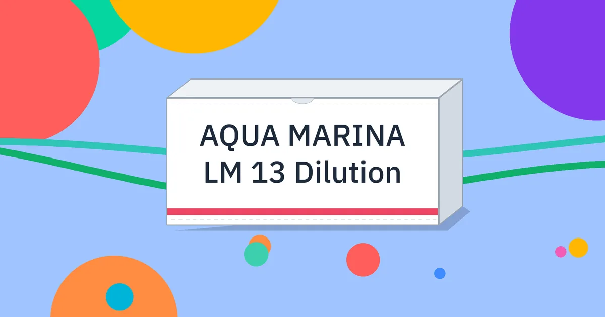 Symbolbild: Packung mit der Aufschrift AQUA MARINA LM 13 Dilution (PZN 12765529) – Verfügbarkeit und Bezug in Apotheken in Frankfurt am Main