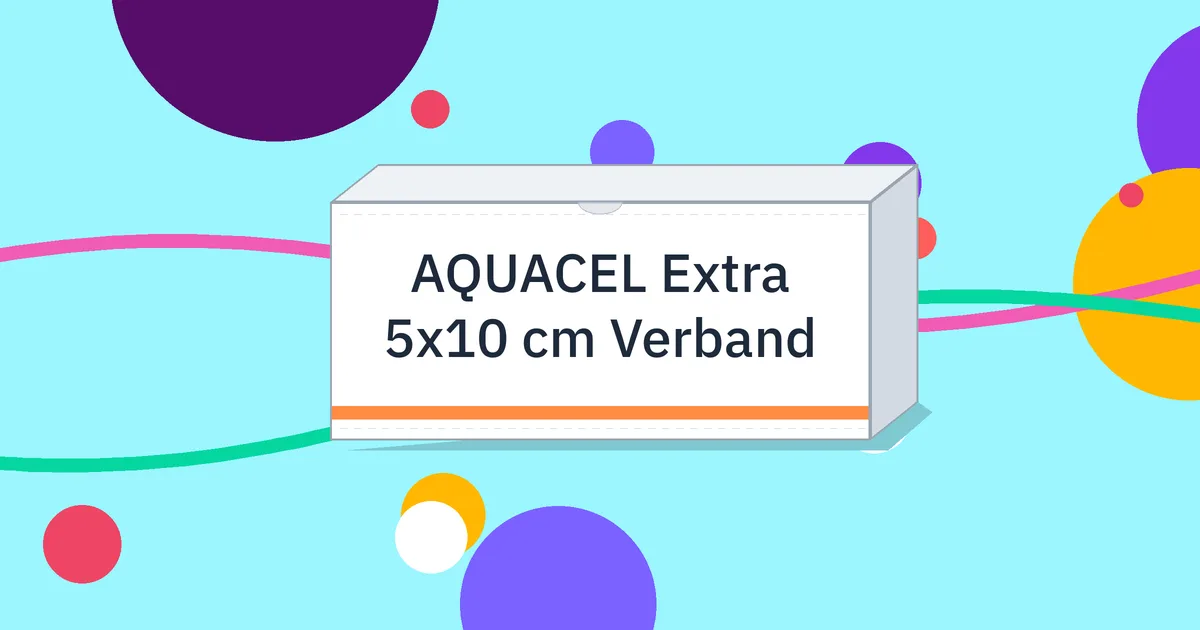 Symbolbild: Packung mit der Aufschrift AQUACEL Extra 5x10 cm Verband (PZN 10523880) – Verfügbarkeit und Bezug in Apotheken in Frankfurt am Main