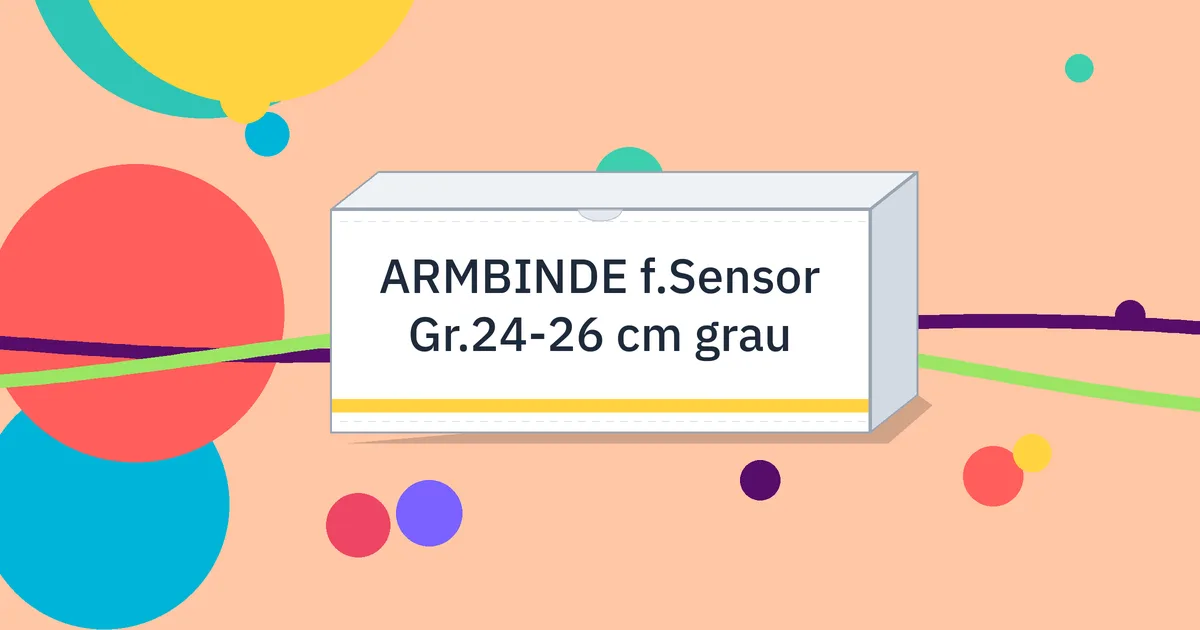 Symbolbild: Packung mit der Aufschrift ARMBINDE f.Sensor Gr.24-26 cm grau (PZN 17838167) – Verfügbarkeit und Bezug in Apotheken in Frankfurt am Main
