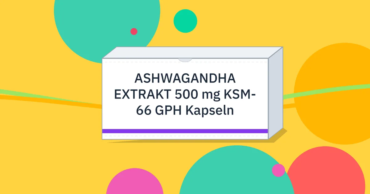Symbolbild: Packung mit der Aufschrift ASHWAGANDHA EXTRAKT 500 mg KSM-66 GPH Kapseln (PZN 20809637) – Verfügbarkeit und Bezug in Apotheken in Frankfurt am Main