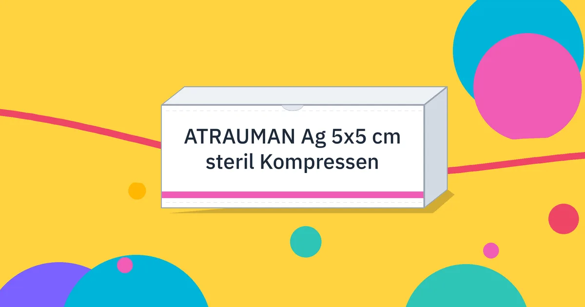 Symbolbild: Packung mit der Aufschrift ATRAUMAN Ag 5x5 cm steril Kompressen (PZN 19067998) – Verfügbarkeit und Bezug in Apotheken in Frankfurt am Main
