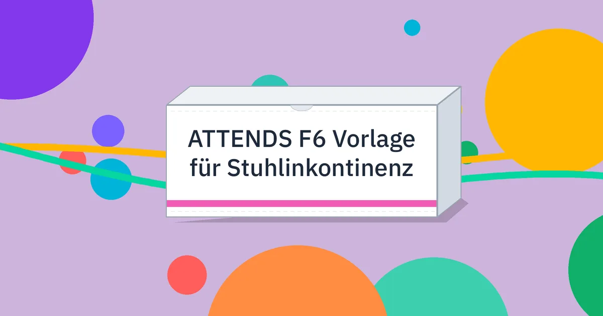 Symbolbild: Packung mit der Aufschrift ATTENDS F6 Vorlage für Stuhlinkontinenz (PZN 01685454) – Verfügbarkeit und Bezug in Apotheken in Frankfurt am Main