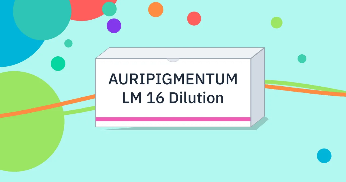 Symbolbild: Packung mit der Aufschrift AURIPIGMENTUM LM 16 Dilution (PZN 12782999) – Verfügbarkeit und Bezug in Apotheken in Frankfurt am Main