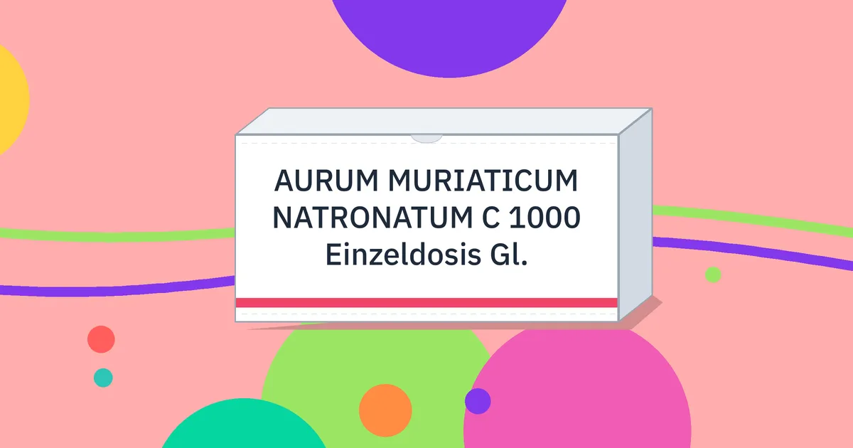 Symbolbild: Packung mit der Aufschrift AURUM MURIATICUM NATRONATUM C 1000 Einzeldosis Gl. (PZN 02693148) – Verfügbarkeit und Bezug in Apotheken in Frankfurt am Main