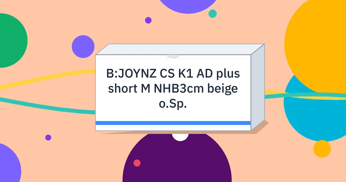 Symbolbild: Packung mit der Aufschrift B:JOYNZ CS K1 AD plus short M NHB3cm beige o.Sp. (PZN 20529665) – Verfügbarkeit und Bezug in Apotheken in Frankfurt am Main