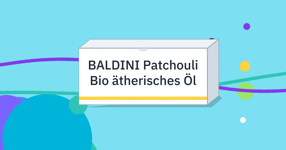 Symbolbild: Packung mit der Aufschrift BALDINI Patchouli Bio ätherisches Öl (PZN 17437675) – Verfügbarkeit und Bezug in Apotheken in Frankfurt am Main
