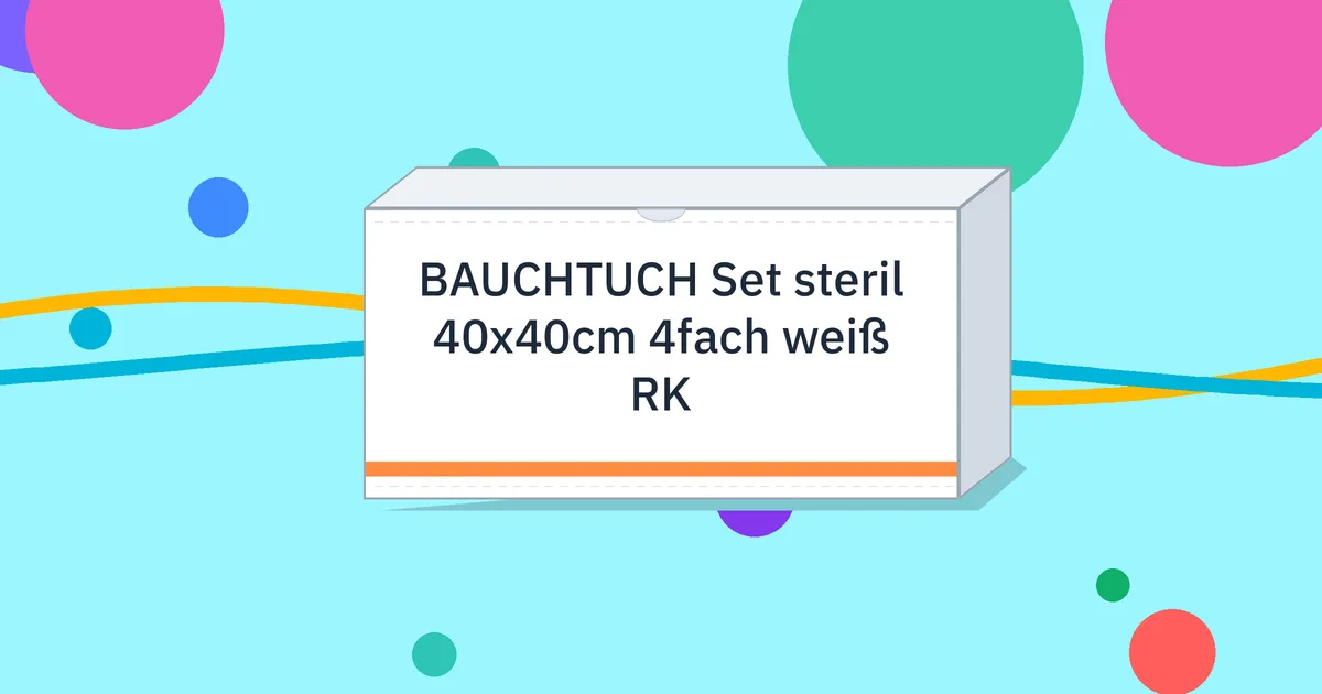 Symbolbild: Packung mit der Aufschrift BAUCHTUCH Set steril 40x40cm 4fach weiß RK (PZN 12407959) – Verfügbarkeit und Bezug in Apotheken in Frankfurt am Main