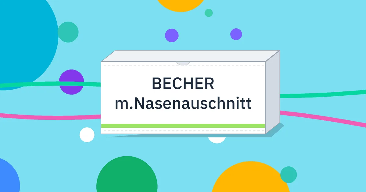 Symbolbild: Packung mit der Aufschrift BECHER m.Nasenauschnitt (PZN 07694276) – Verfügbarkeit und Bezug in Apotheken in Frankfurt am Main