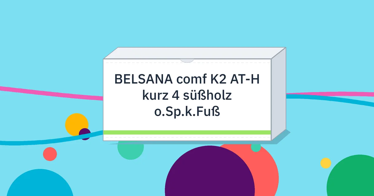 Symbolbild: Packung mit der Aufschrift BELSANA comf K2 AT-H kurz 4 süßholz o.Sp.k.Fuß (PZN 12330458) – Verfügbarkeit und Bezug in Apotheken in Frankfurt am Main