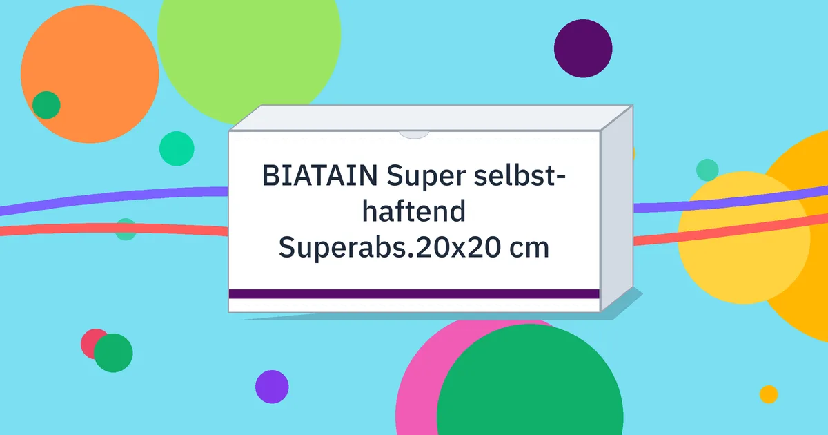Symbolbild: Packung mit der Aufschrift BIATAIN Super selbst-haftend Superabs.20x20 cm (PZN 01403527) – Verfügbarkeit und Bezug in Apotheken in Frankfurt am Main