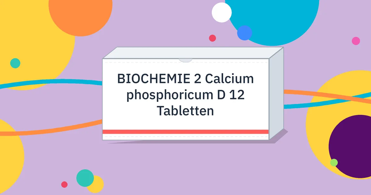 Symbolbild: Packung mit der Aufschrift BIOCHEMIE 2 Calcium phosphoricum D 12 Tabletten (PZN 05955761) – Verfügbarkeit und Bezug in Apotheken in Frankfurt am Main