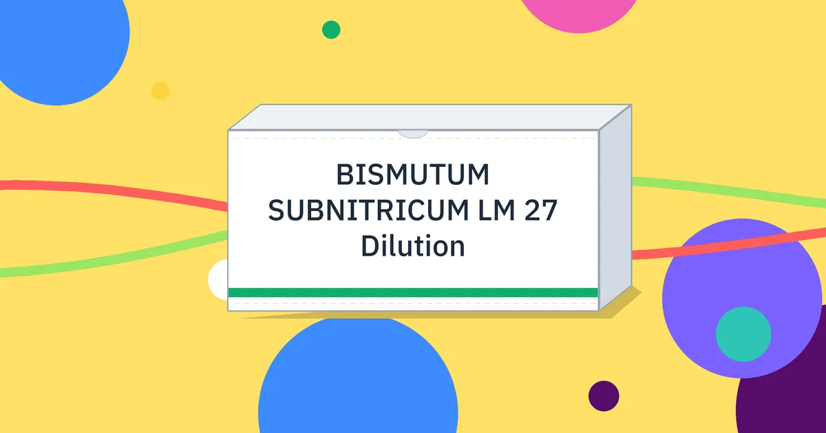 Symbolbild: Packung mit der Aufschrift BISMUTUM SUBNITRICUM LM 27 Dilution (PZN 13388974) – Verfügbarkeit und Bezug in Apotheken in Frankfurt am Main