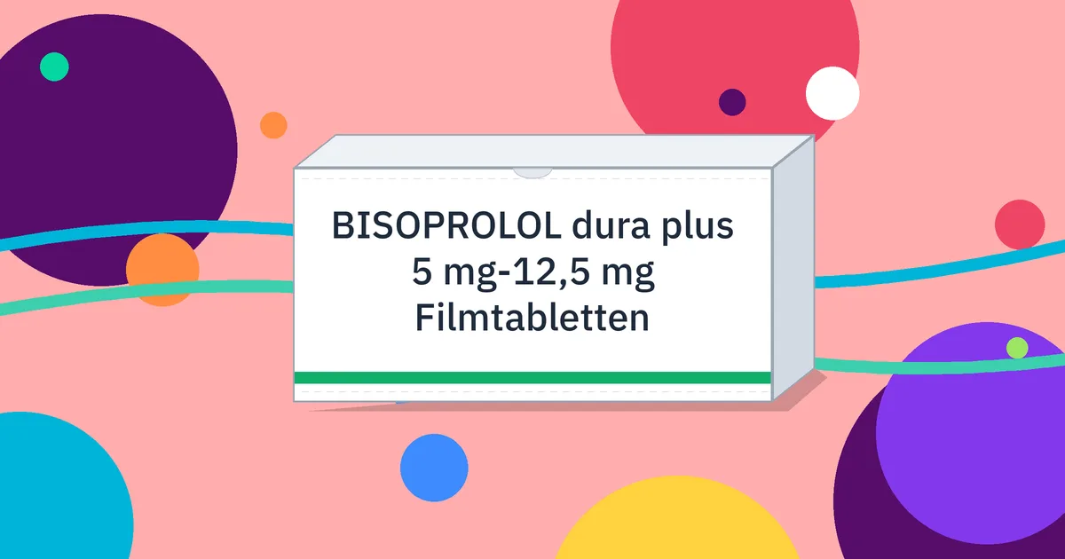 Symbolbild: Packung mit der Aufschrift BISOPROLOL dura plus 5 mg-12,5 mg Filmtabletten (PZN 04837893) – Verfügbarkeit und Bezug in Apotheken in Frankfurt am Main