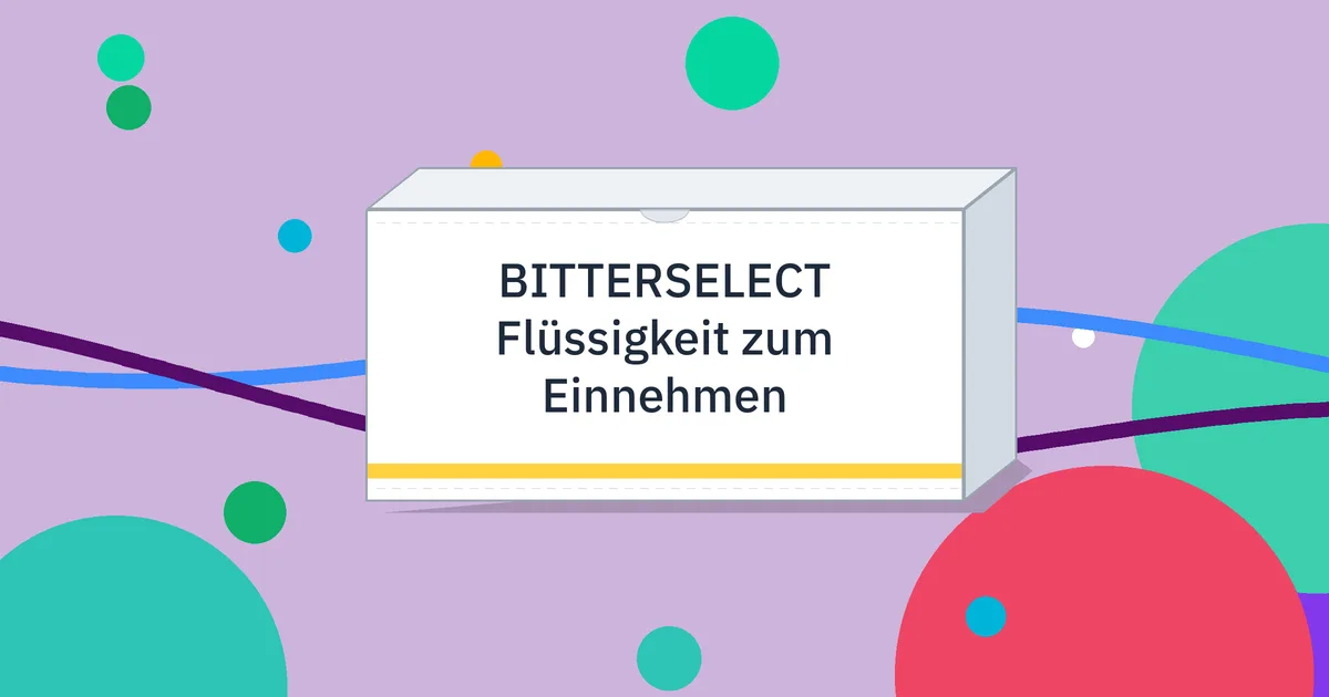 Symbolbild: Packung mit der Aufschrift BITTERSELECT Flüssigkeit zum Einnehmen (PZN 18317364) – Verfügbarkeit und Bezug in Apotheken in Frankfurt am Main