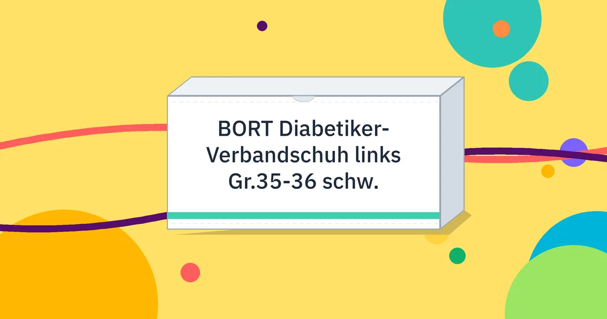 Symbolbild: Packung mit der Aufschrift BORT Diabetiker-Verbandschuh links Gr.35-36 schw. (PZN 11581193) – Verfügbarkeit und Bezug in Apotheken in Frankfurt am Main