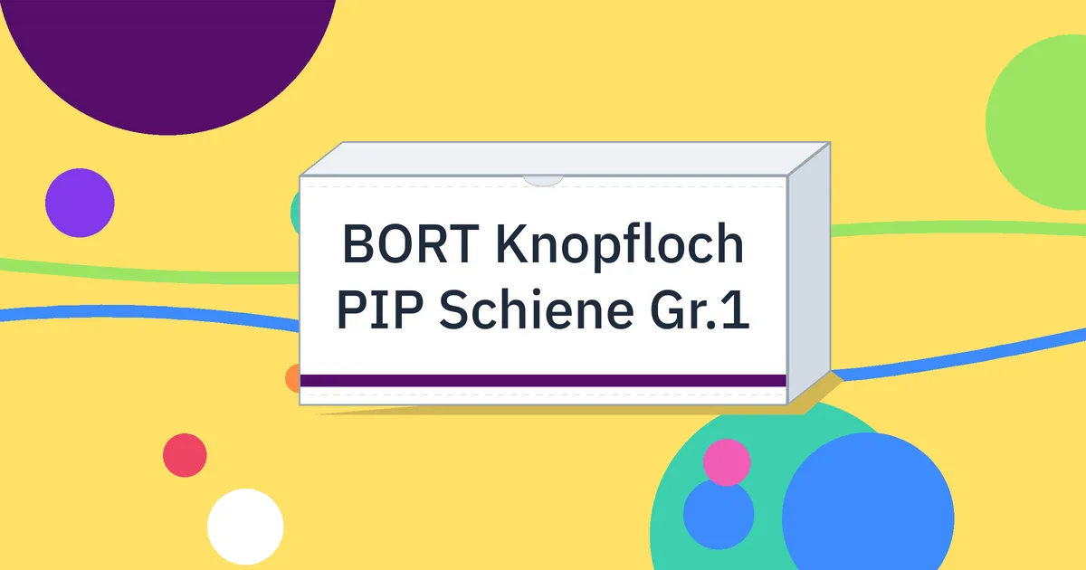 Symbolbild: Packung mit der Aufschrift BORT Knopfloch PIP Schiene Gr.1 (PZN 16847106) – Verfügbarkeit und Bezug in Apotheken in Frankfurt am Main