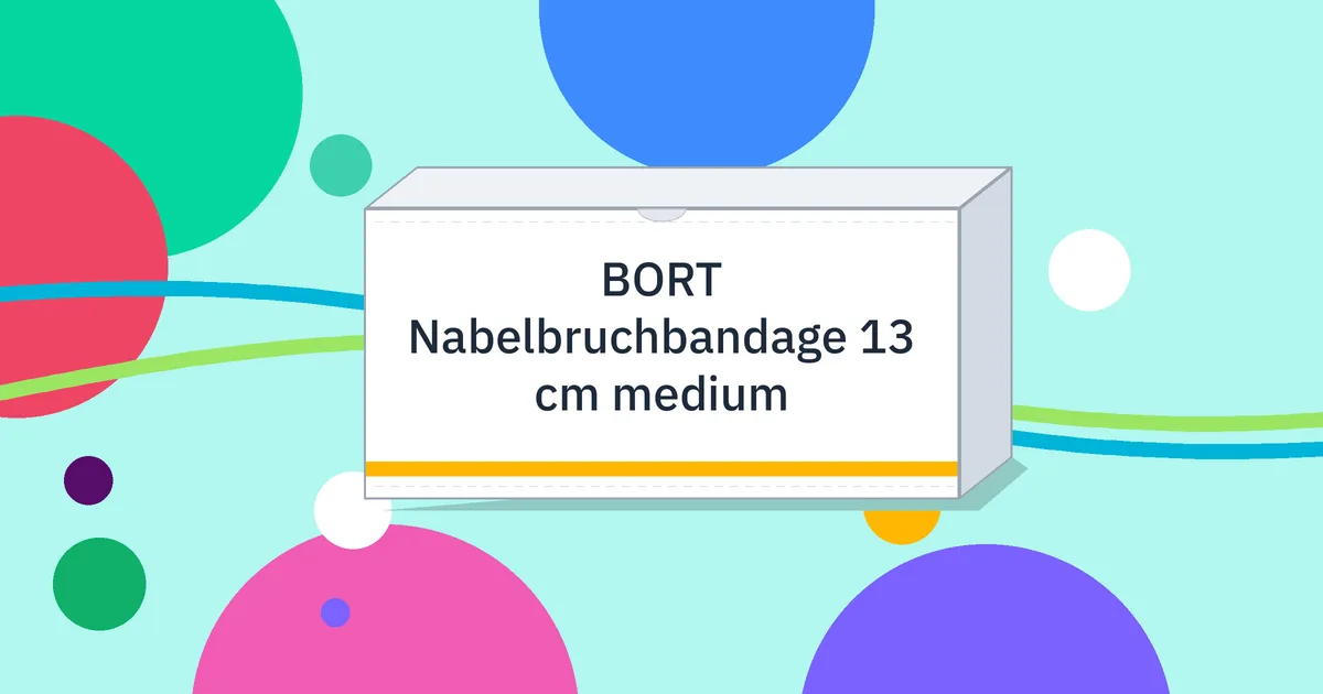 Symbolbild: Packung mit der Aufschrift BORT Nabelbruchbandage 13 cm medium (PZN 20105534) – Verfügbarkeit und Bezug in Apotheken in Frankfurt am Main