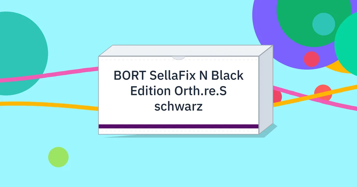 Symbolbild: Packung mit der Aufschrift BORT SellaFix N Black Edition Orth.re.S schwarz (PZN 07669864) – Verfügbarkeit und Bezug in Apotheken in Frankfurt am Main