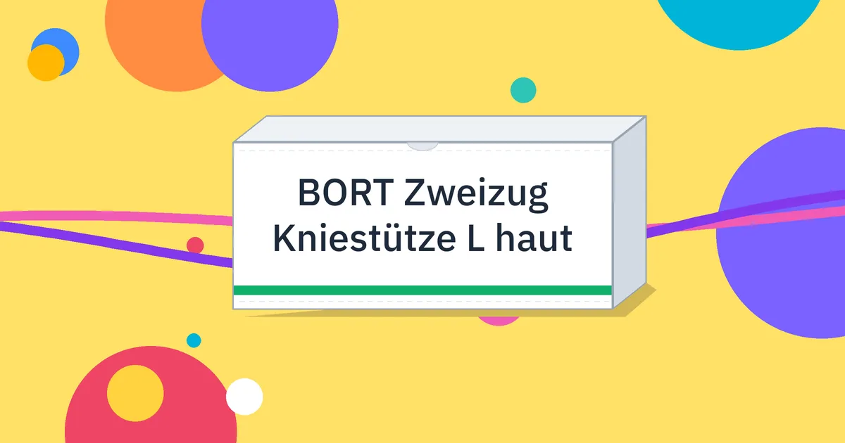 Symbolbild: Packung mit der Aufschrift BORT Zweizug Kniestütze L haut (PZN 02546737) – Verfügbarkeit und Bezug in Apotheken in Frankfurt am Main