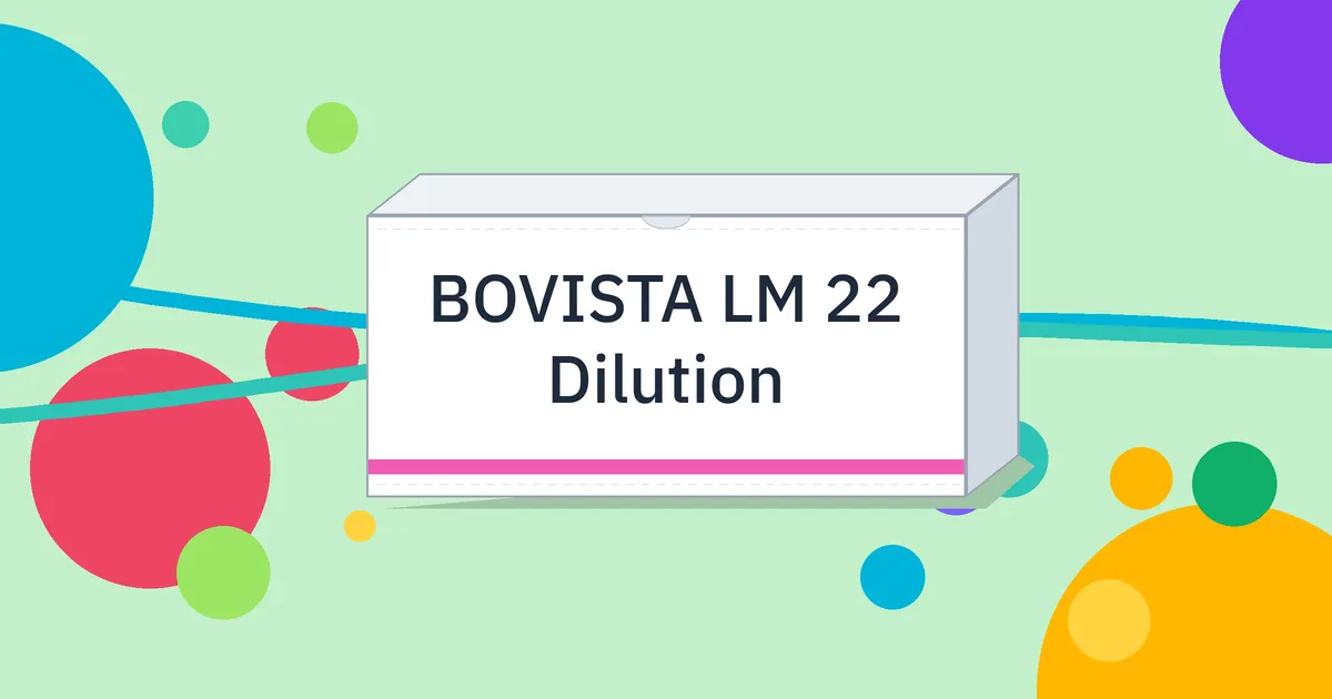 Symbolbild: Packung mit der Aufschrift BOVISTA LM 22 Dilution (PZN 13394182) – Verfügbarkeit und Bezug in Apotheken in Frankfurt am Main