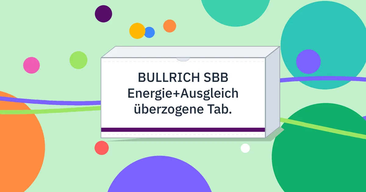 Symbolbild: Packung mit der Aufschrift BULLRICH SBB Energie+Ausgleich überzogene Tab. (PZN 10943843) – Verfügbarkeit und Bezug in Apotheken in Frankfurt am Main