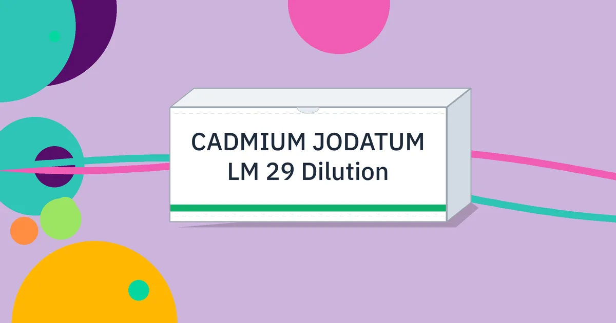 Symbolbild: Packung mit der Aufschrift CADMIUM JODATUM LM 29 Dilution (PZN 12798517) – Verfügbarkeit und Bezug in Apotheken in Frankfurt am Main