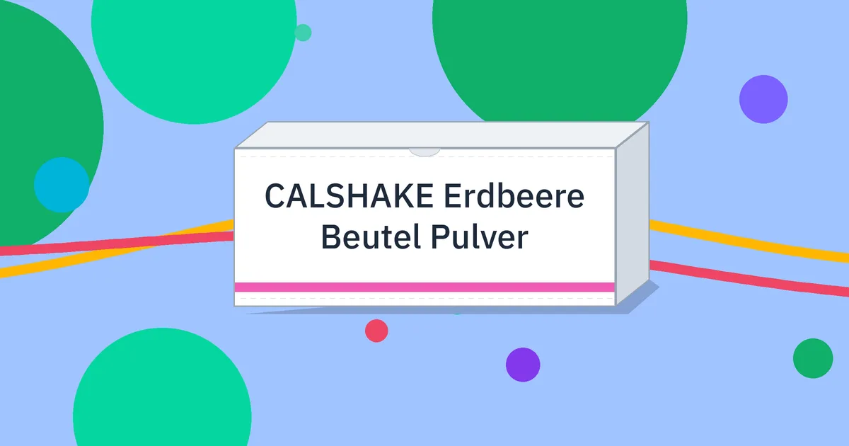 Symbolbild: Packung mit der Aufschrift CALSHAKE Erdbeere Beutel Pulver (PZN 01646767) – Verfügbarkeit und Bezug in Apotheken in Frankfurt am Main