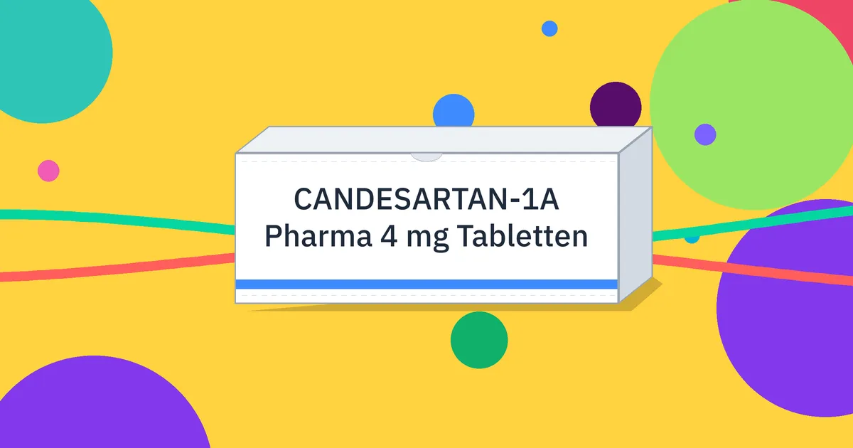 Symbolbild: Packung mit der Aufschrift CANDESARTAN-1A Pharma 4 mg Tabletten (PZN 09273099) – Verfügbarkeit und Bezug in Apotheken in Frankfurt am Main