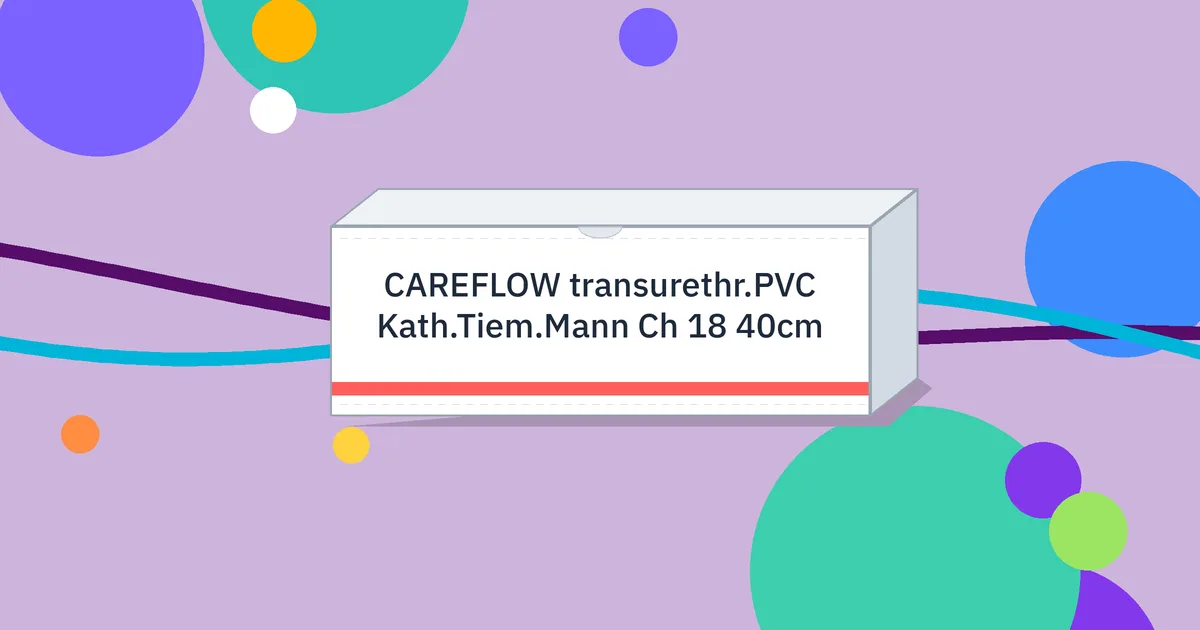 Symbolbild: Packung mit der Aufschrift CAREFLOW transurethr.PVC Kath.Tiem.Mann Ch 18 40cm (PZN 18321153) – Verfügbarkeit und Bezug in Apotheken in Frankfurt am Main