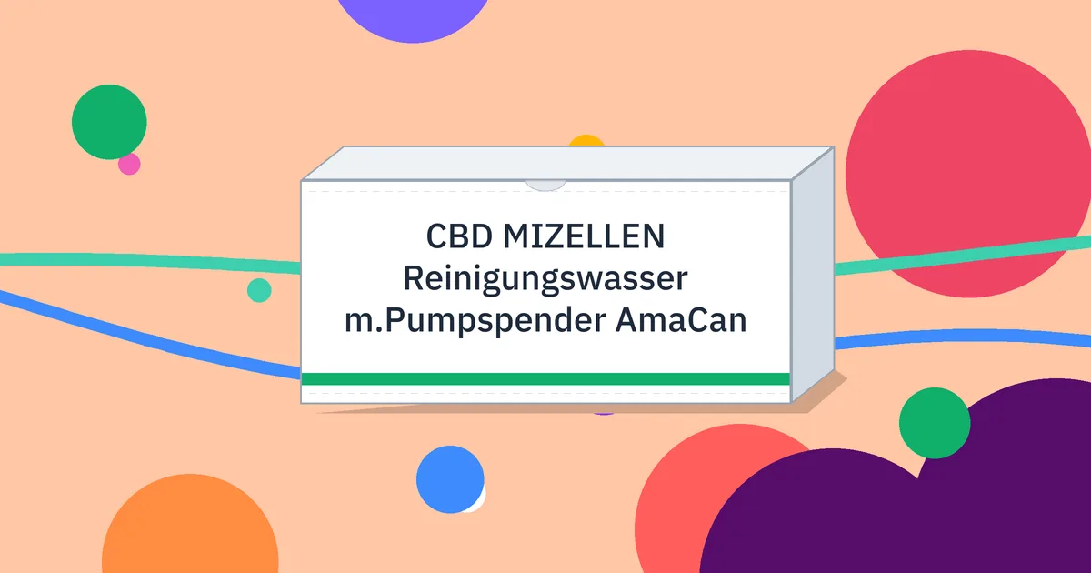 Symbolbild: Packung mit der Aufschrift CBD MIZELLEN Reinigungswasser m.Pumpspender AmaCan (PZN 18213920) – Verfügbarkeit und Bezug in Apotheken in Frankfurt am Main