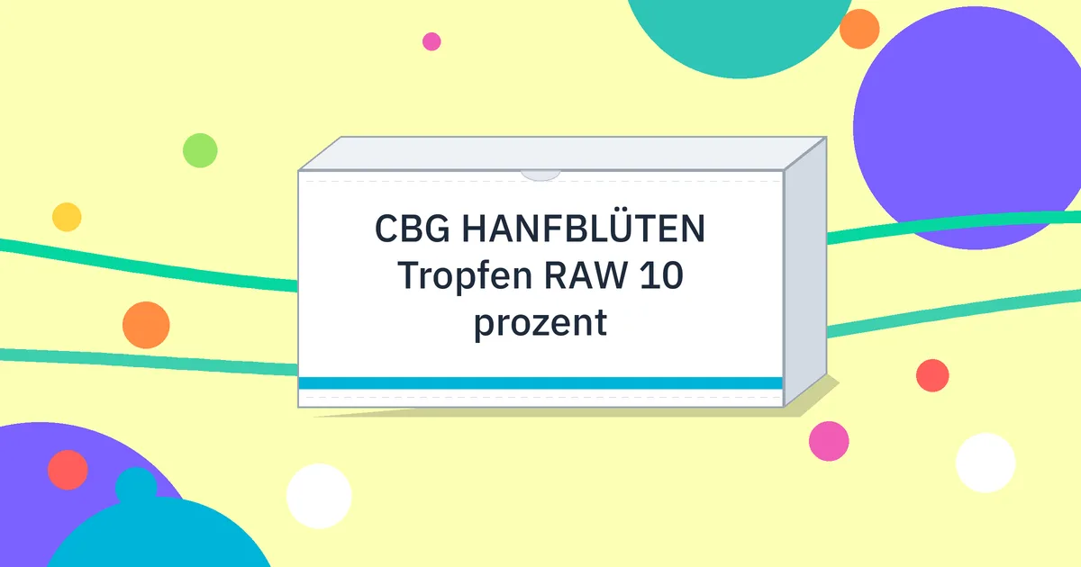 Symbolbild: Packung mit der Aufschrift CBG HANFBLÜTEN Tropfen RAW 10 prozent (PZN 15584188) – Verfügbarkeit und Bezug in Apotheken in Frankfurt am Main