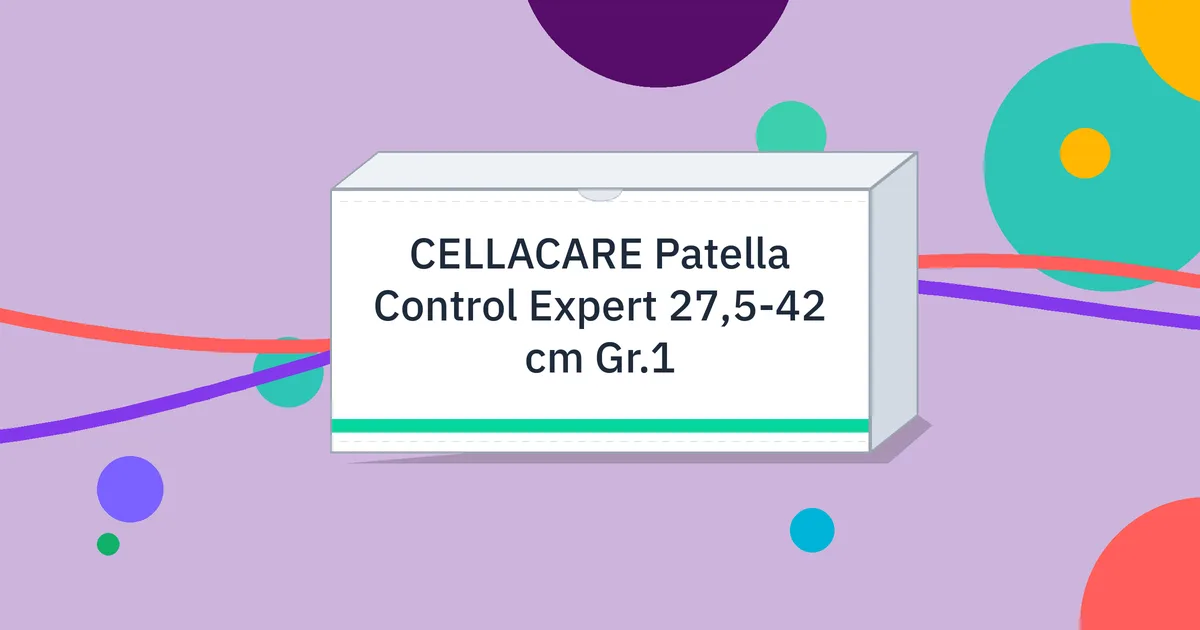 Symbolbild: Packung mit der Aufschrift CELLACARE Patella Control Expert 27,5-42 cm Gr.1 (PZN 17614982) – Verfügbarkeit und Bezug in Apotheken in Frankfurt am Main