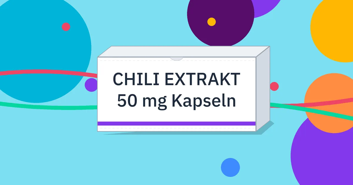 Symbolbild: Packung mit der Aufschrift CHILI EXTRAKT 50 mg Kapseln (PZN 17192802) – Verfügbarkeit und Bezug in Apotheken in Frankfurt am Main
