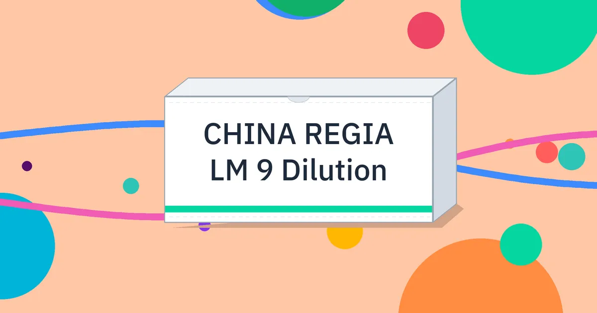 Symbolbild: Packung mit der Aufschrift CHINA REGIA LM 9 Dilution (PZN 12814222) – Verfügbarkeit und Bezug in Apotheken in Frankfurt am Main