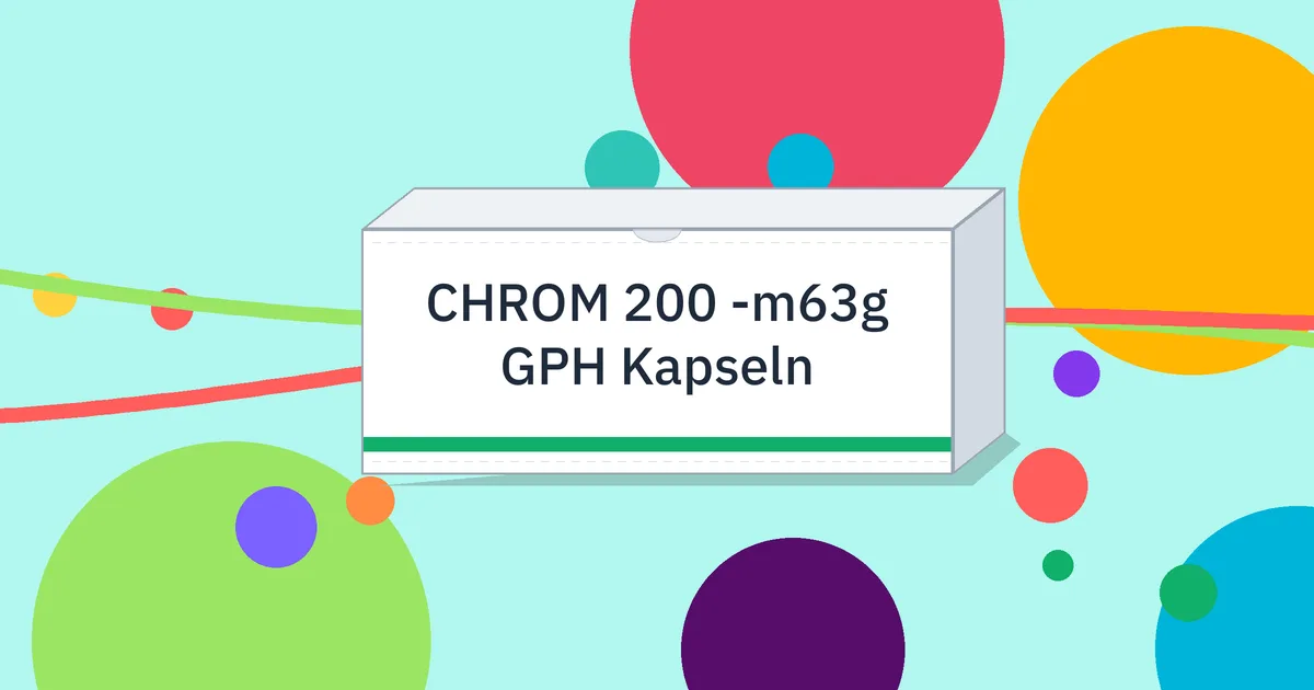 Symbolbild: Packung mit der Aufschrift CHROM 200 -m63g GPH Kapseln (PZN 17993264) – Verfügbarkeit und Bezug in Apotheken in Frankfurt am Main
